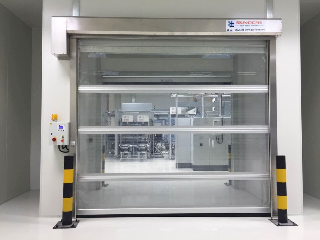 Full Transparent PVC Window Roll Up Doors Stainless Steel Frame